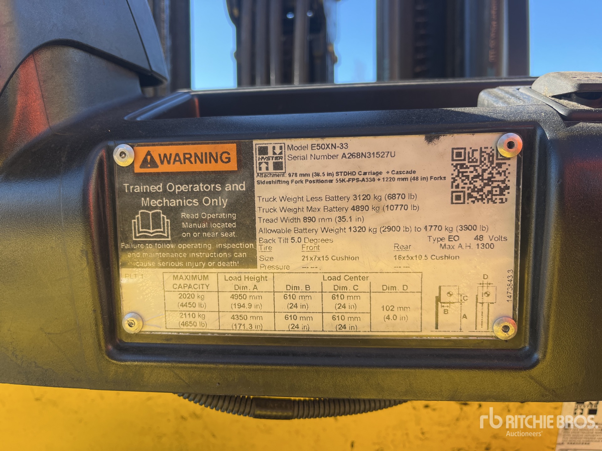 2020 Hyster E50XN-33 4450 lb Chariot Élévateur Électrique | Ritchie ...