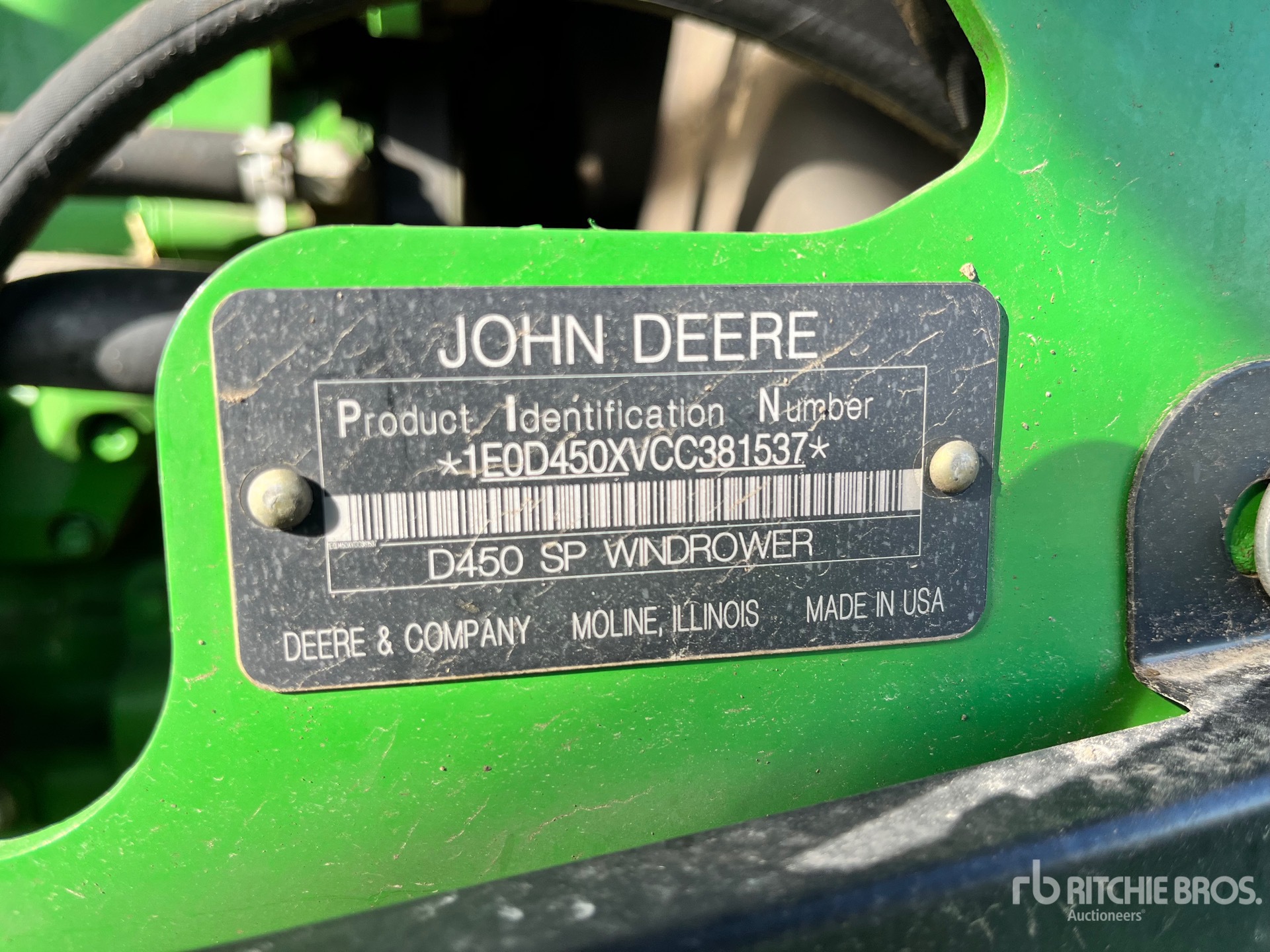 2012 John Deere D450 35 ft Swather Windrower | Ritchie Bros. Auctioneers