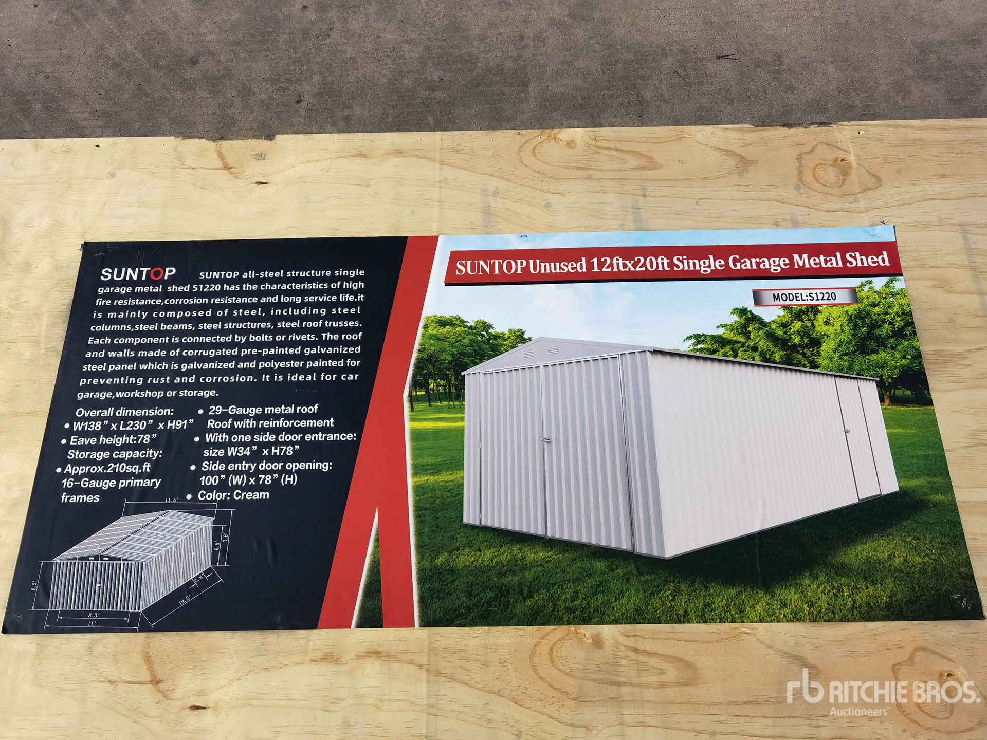 2024 SUNTOP S1220 Metal Shed (Unused) | Ritchie Bros. Auctioneers