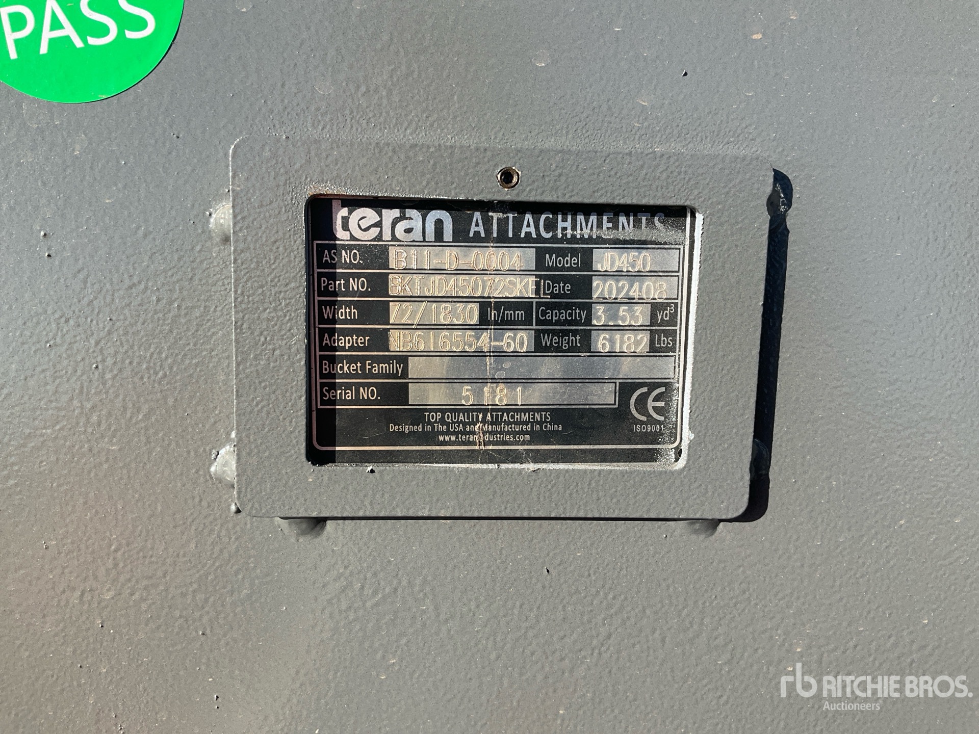 Teran BKTJD45072SKEL 72 in 3.53 cyd Skeleton Cazo para excavadora ...