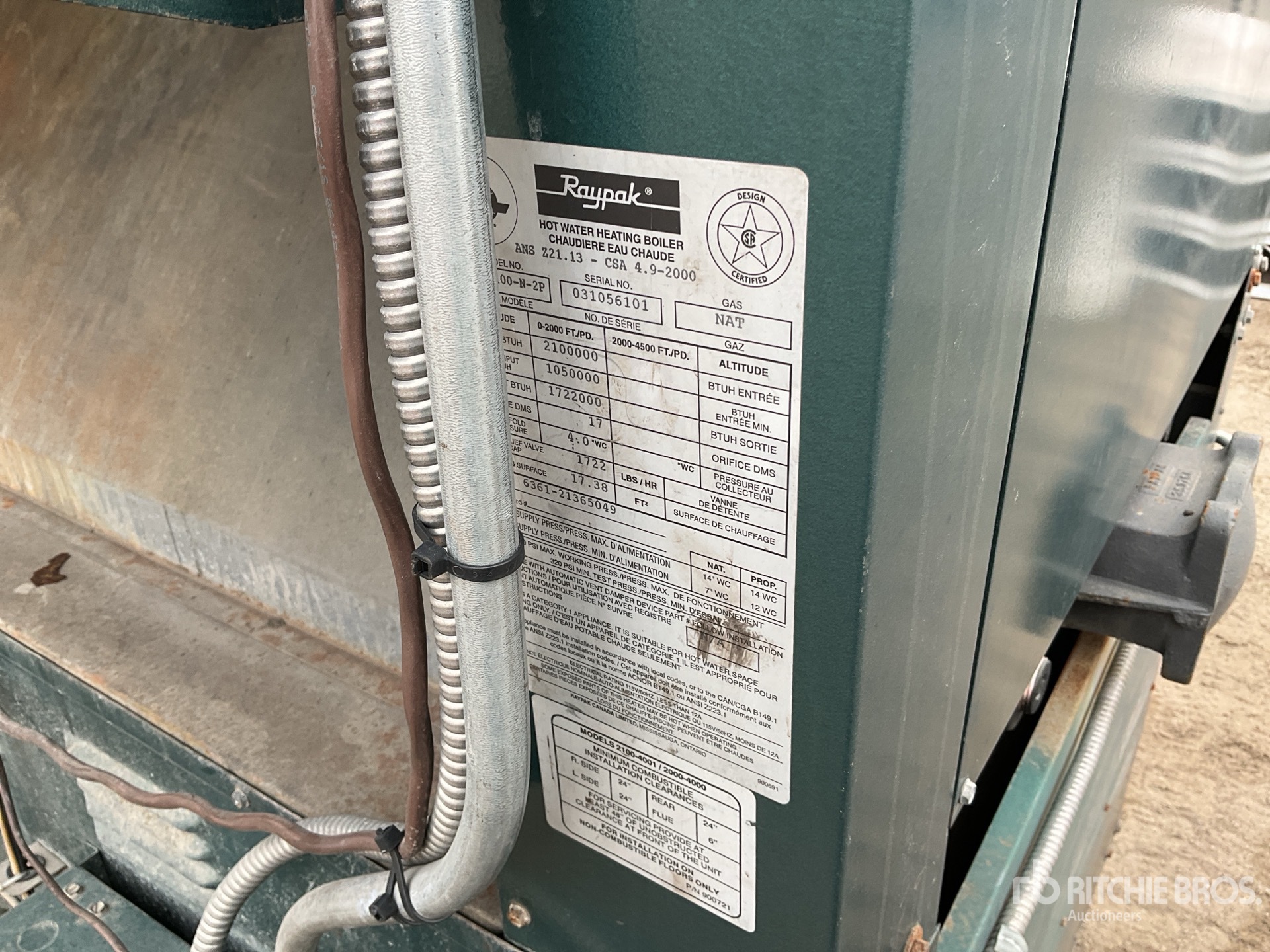 Raypak 2100000 BTU Hot Water Heating Boiler | Ritchie Bros. Auctioneers