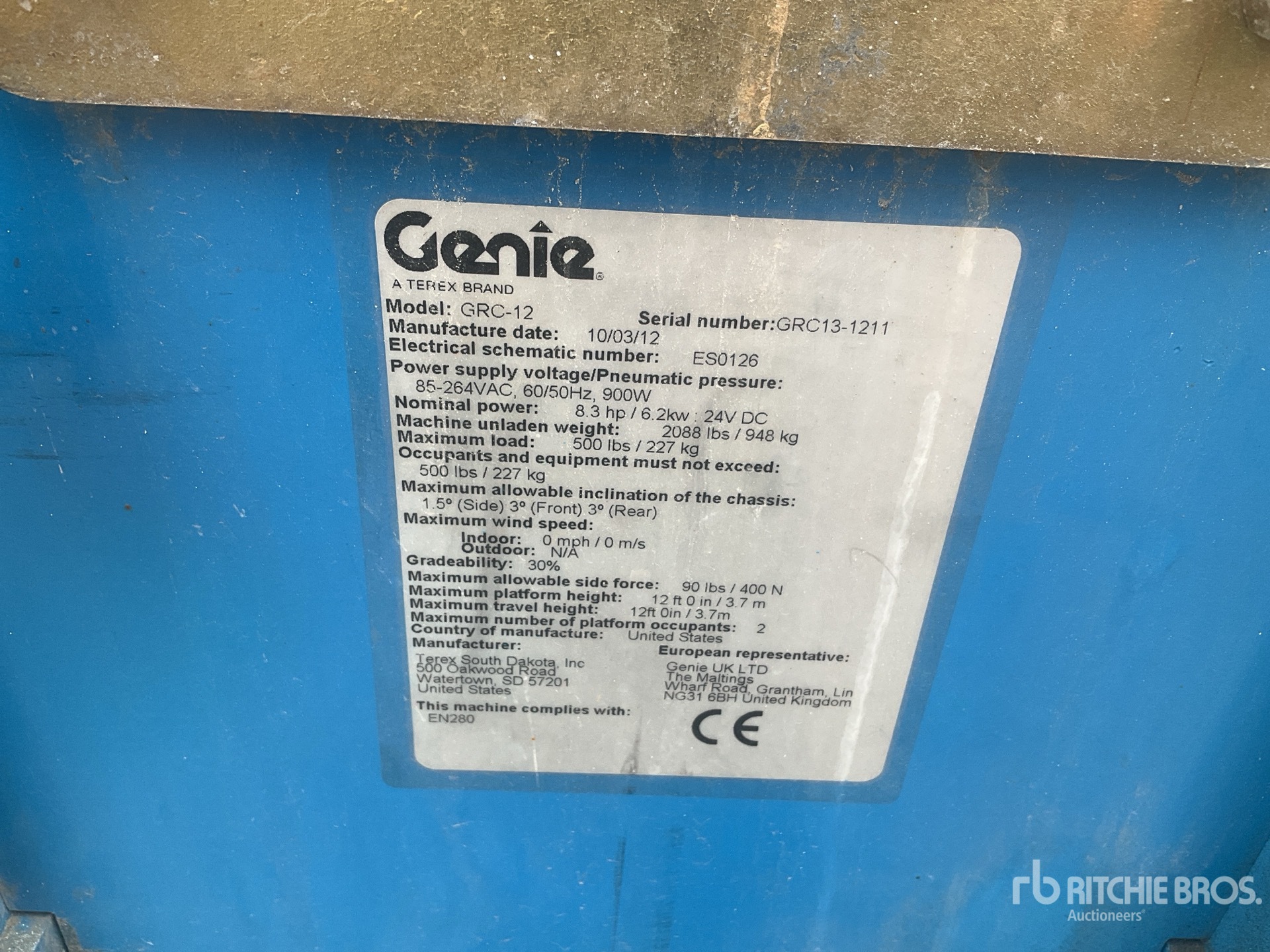 2012 Genie GRC-12 Vertical Mast Lift | Ritchie Bros. Auctioneers