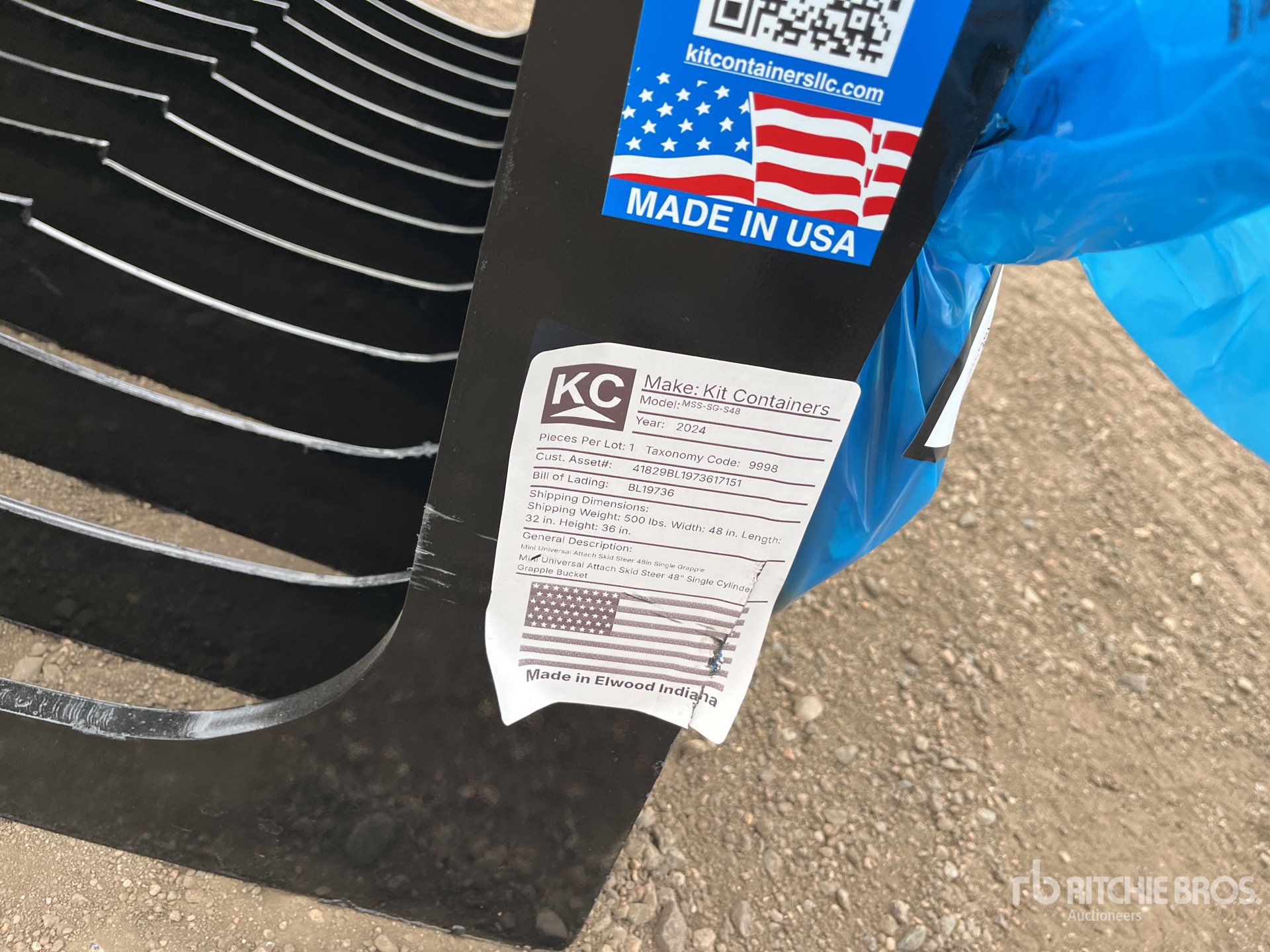 2024 Kit Containers MSS-SG-S48 48 in Mini Skid Steer Grapple Bucket ...