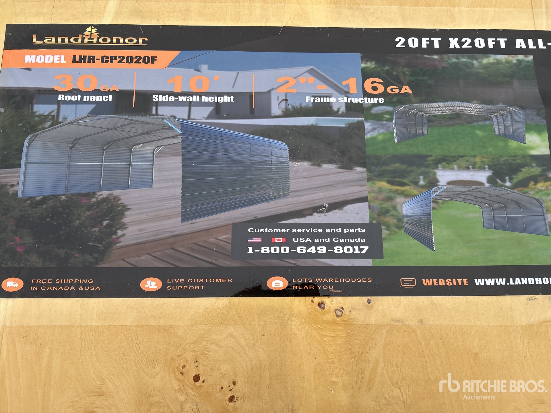 2024 Landhonor LHR-CP2020F 20 ft x 20 ft All Steel Carport Struttura ...