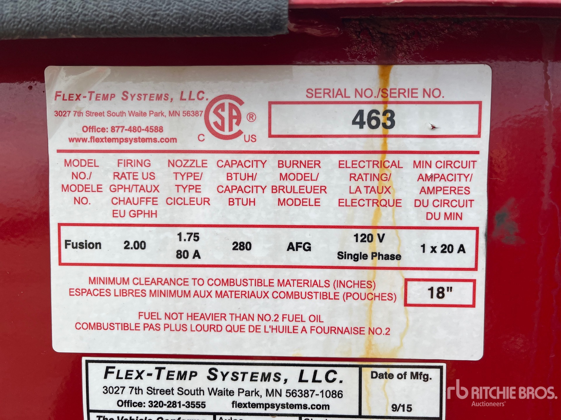 Flex-Temp Systems Fusion 3000 280000 BTU Ground Heater | Ritchie Bros ...