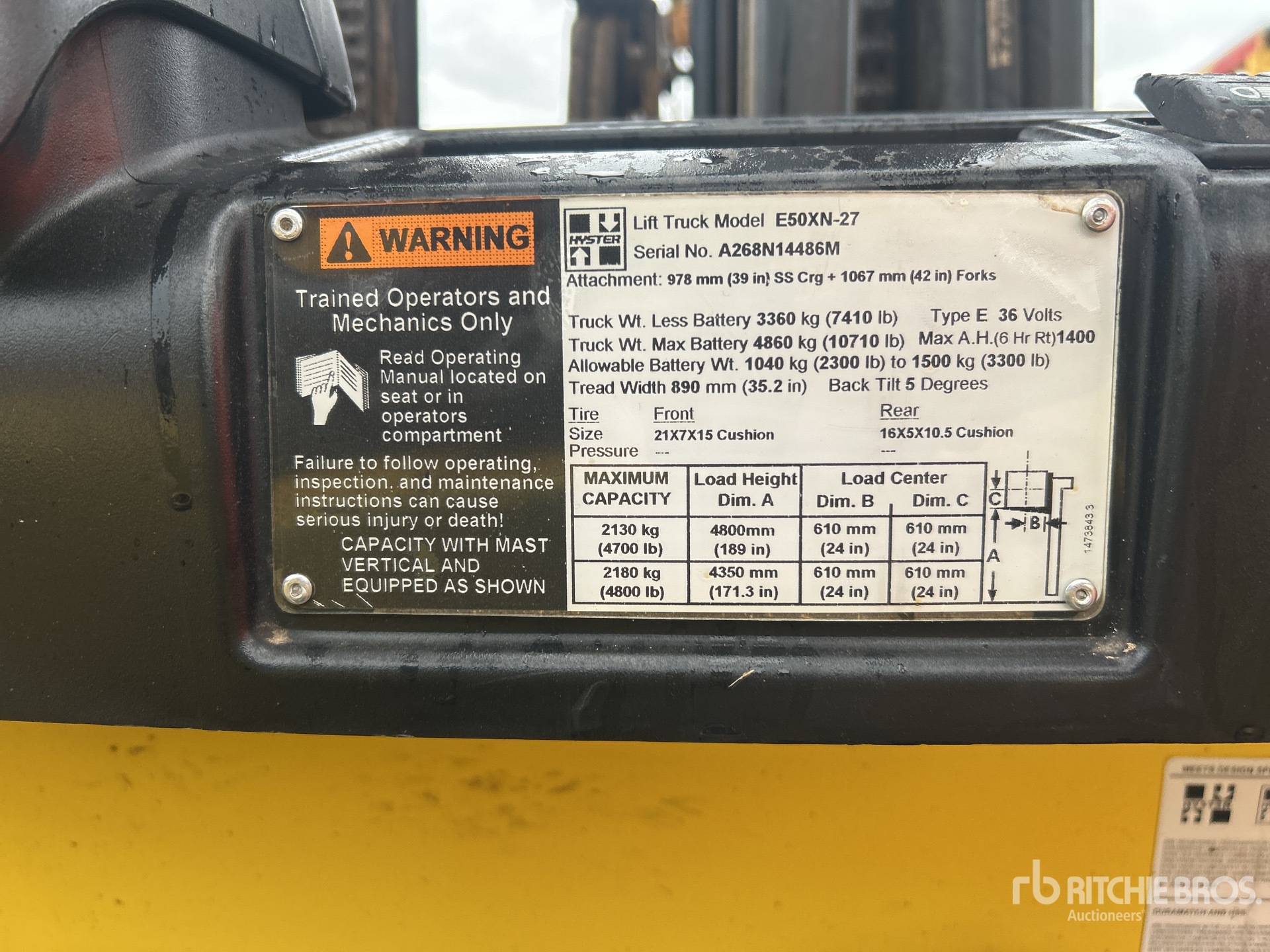 2014 Hyster E50XN-27 4800 lb Montacargas Eléctrico | Ritchie Bros ...