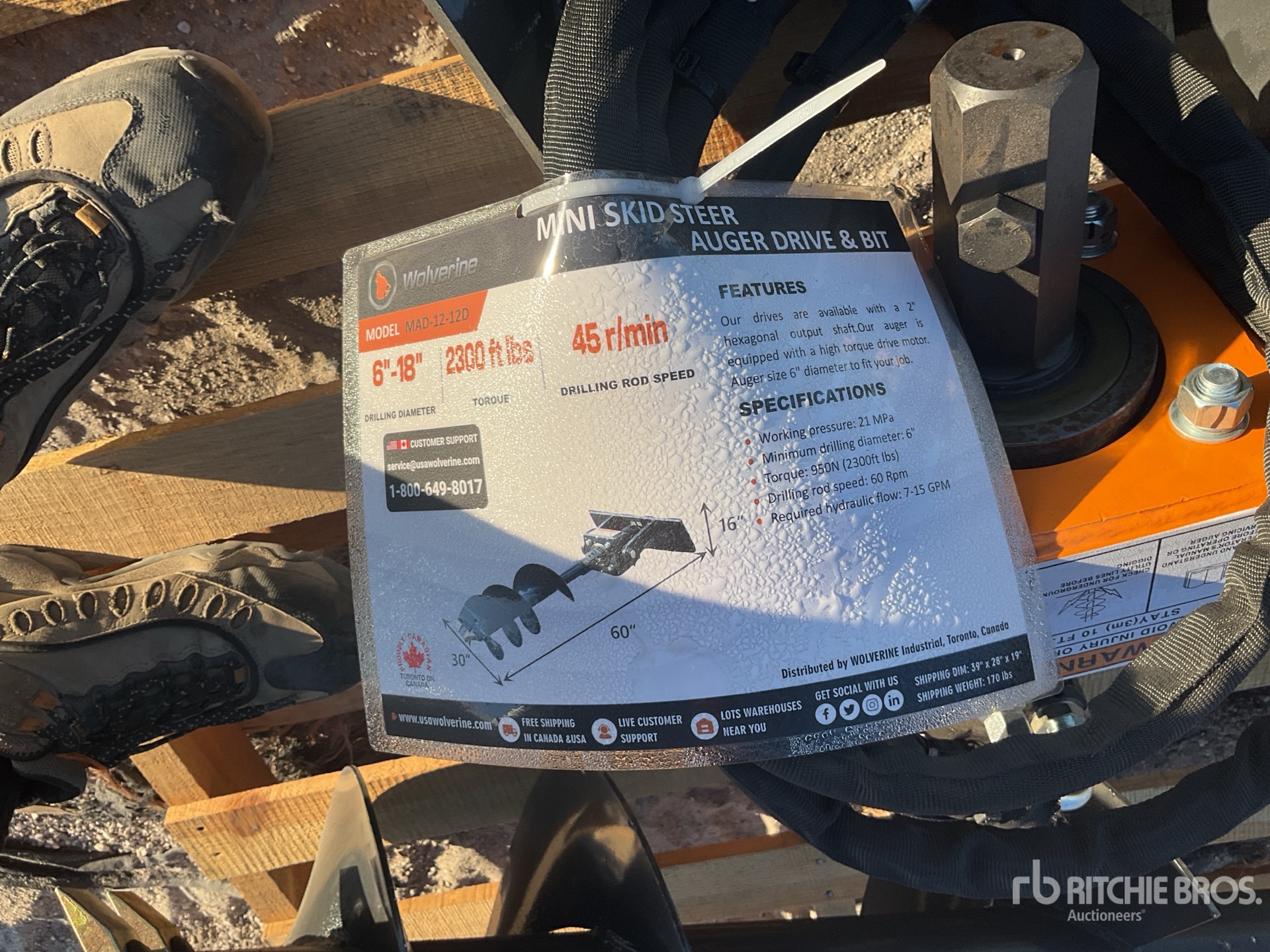 2024 Wolverine MAD-12-12D Mini Skid Steer Auger (Unused) | Ritchie Bros. Auctioneers