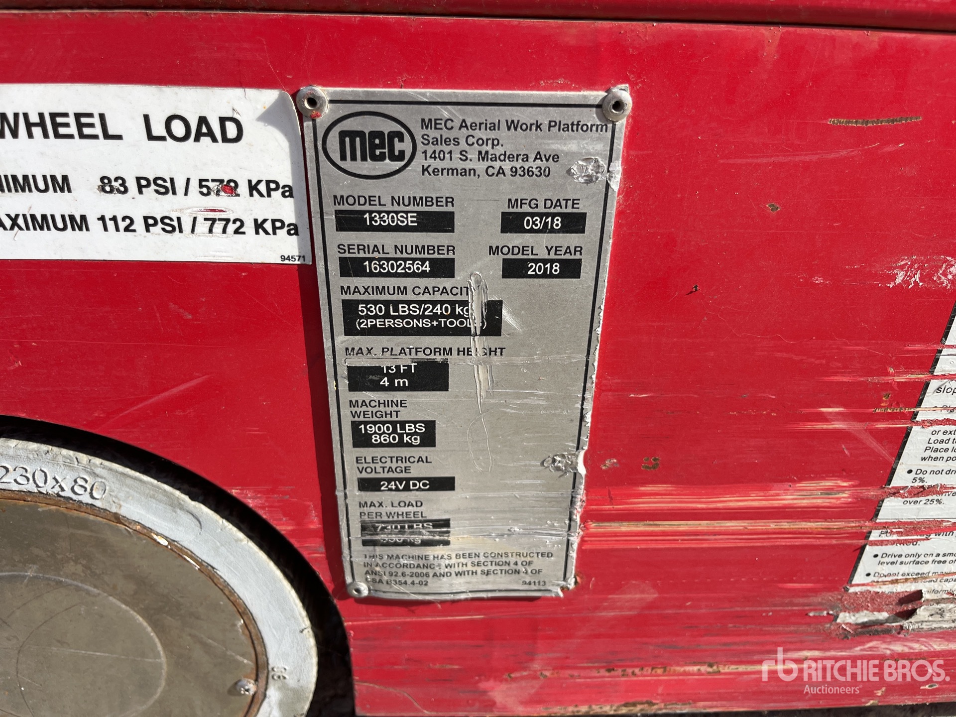 2018 MEC 1330SE Electric Scissor Lift | Ritchie Bros. Auctioneers