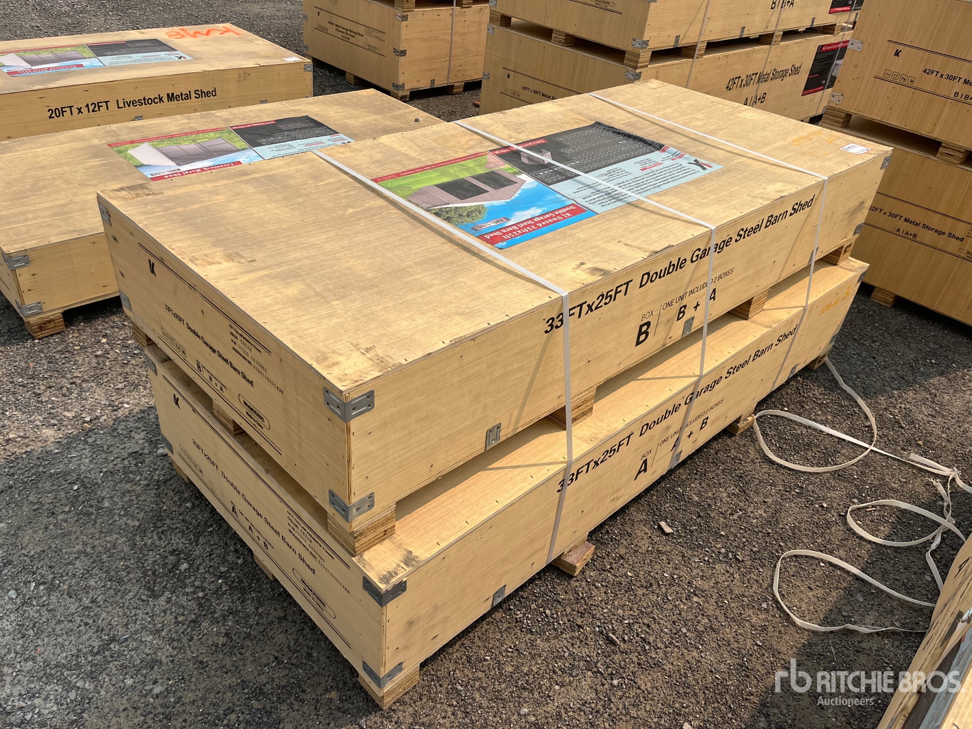 Quantity of 2024 KJ K3325 33 ft x 25 ft Double Garage Metal Shed ...