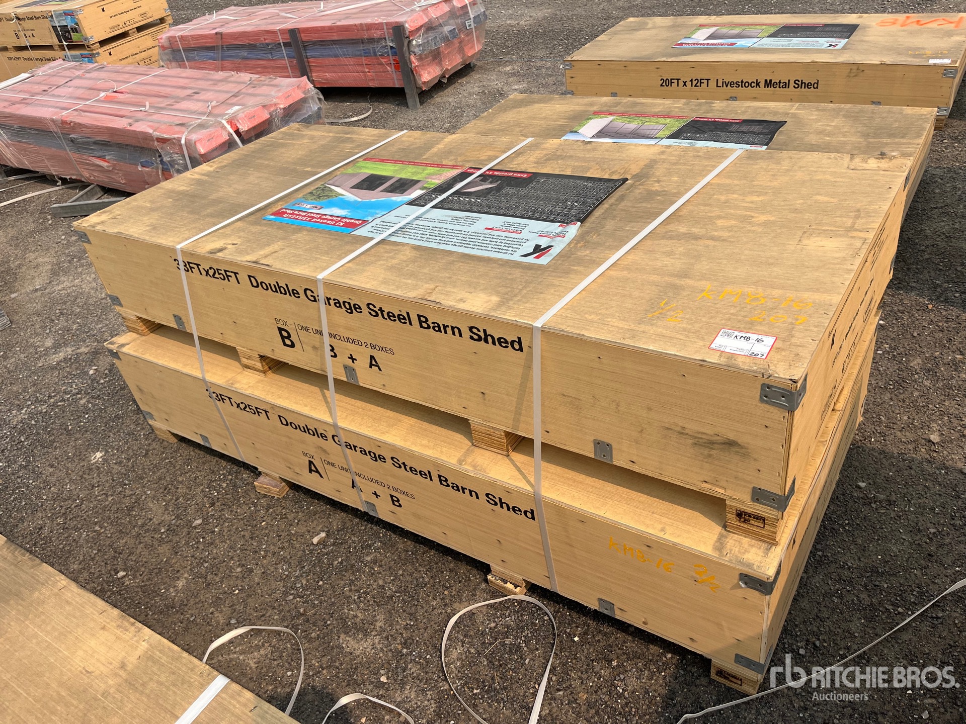 Quantity of 2024 KJ K3325 33 ft x 25 ft Double Garage Metal Shed ...