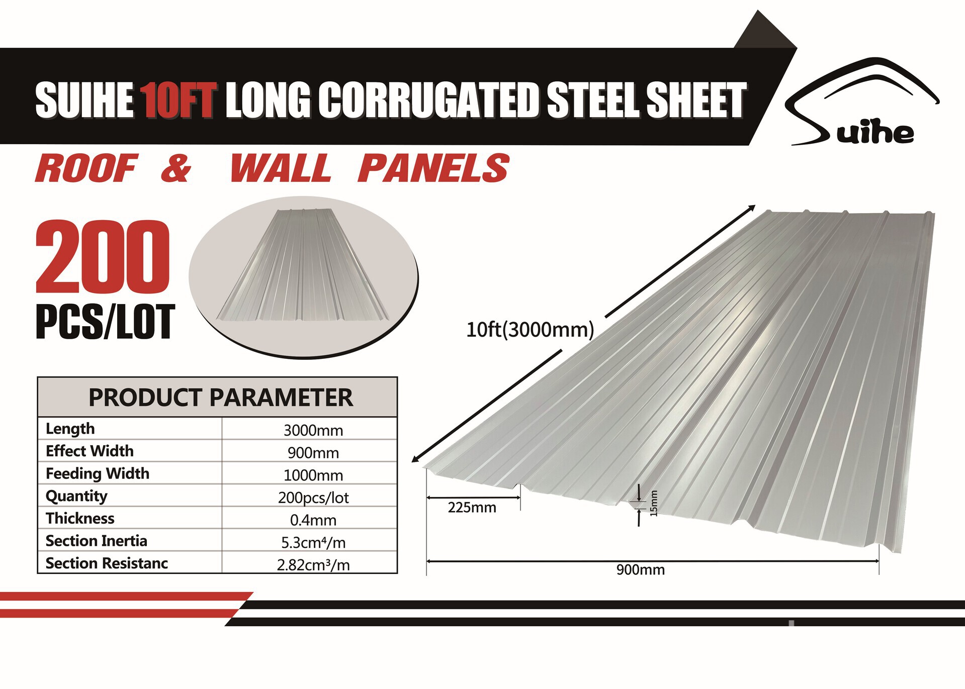 Quantity of (200) 2024 Suihe LCSS-200 35 in x 10 ft Corrugated ...