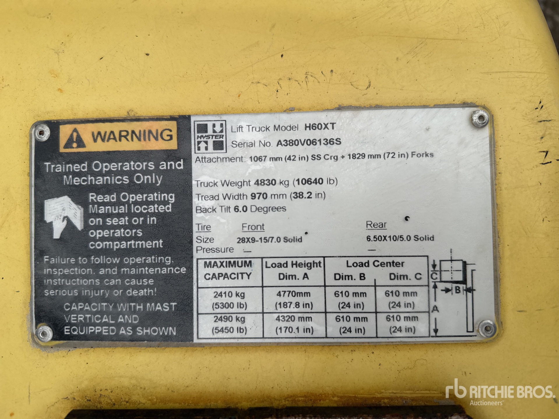 2018 Hyster H60XT 5450 lb Chariot élévateur à bandage pneumatique ...
