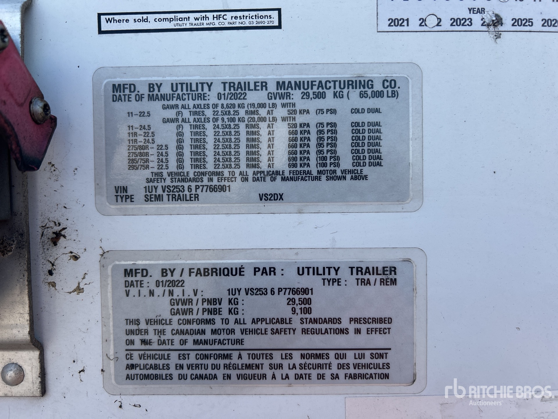 2023 Utility VS2DX 53 ft x 102 in T/A Van Trailer | Ritchie Bros ...