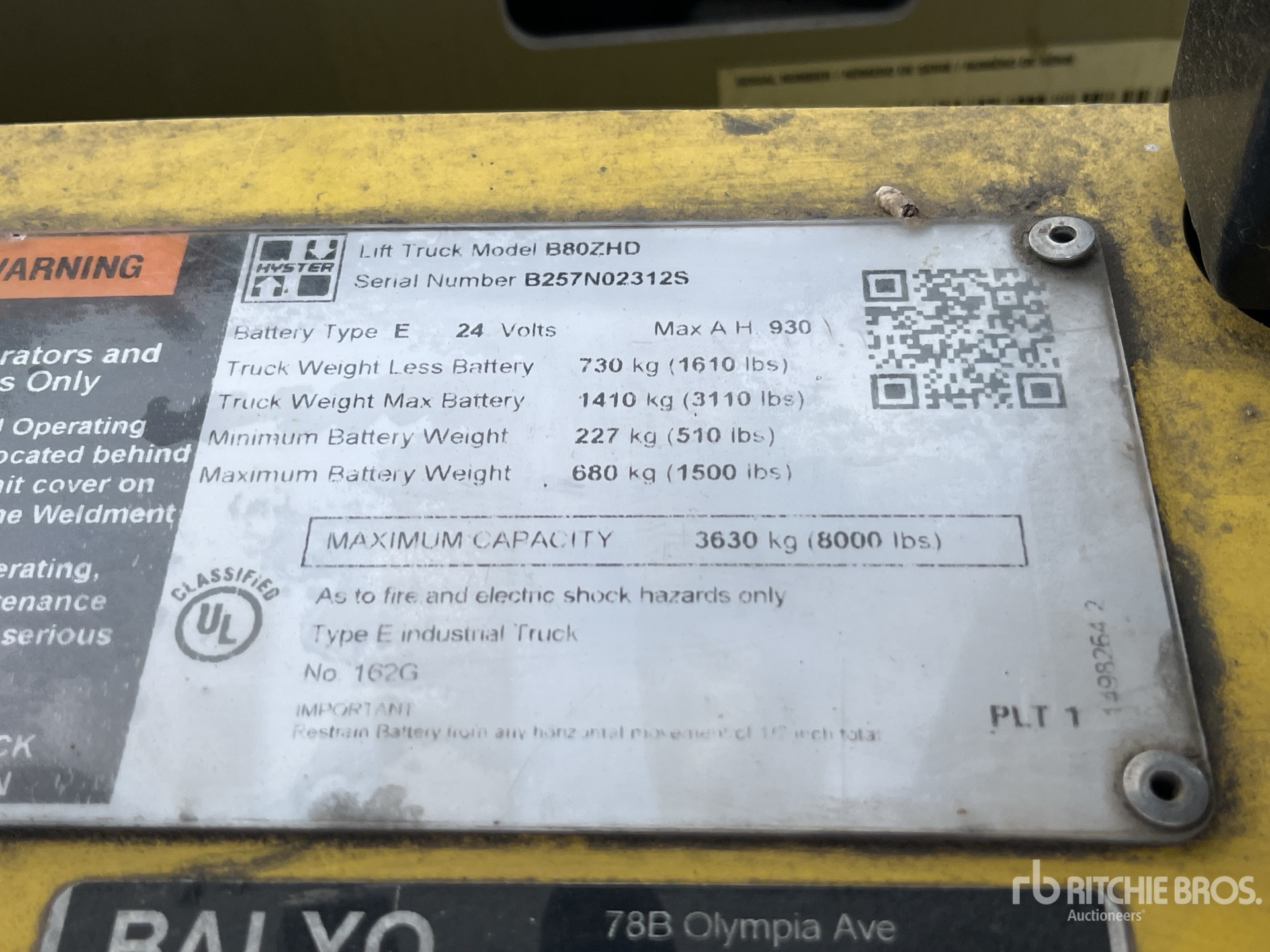 2018 Hyster B80ZHD 6500 lb Electric Pallet Jack | Ritchie Bros. Auctioneers