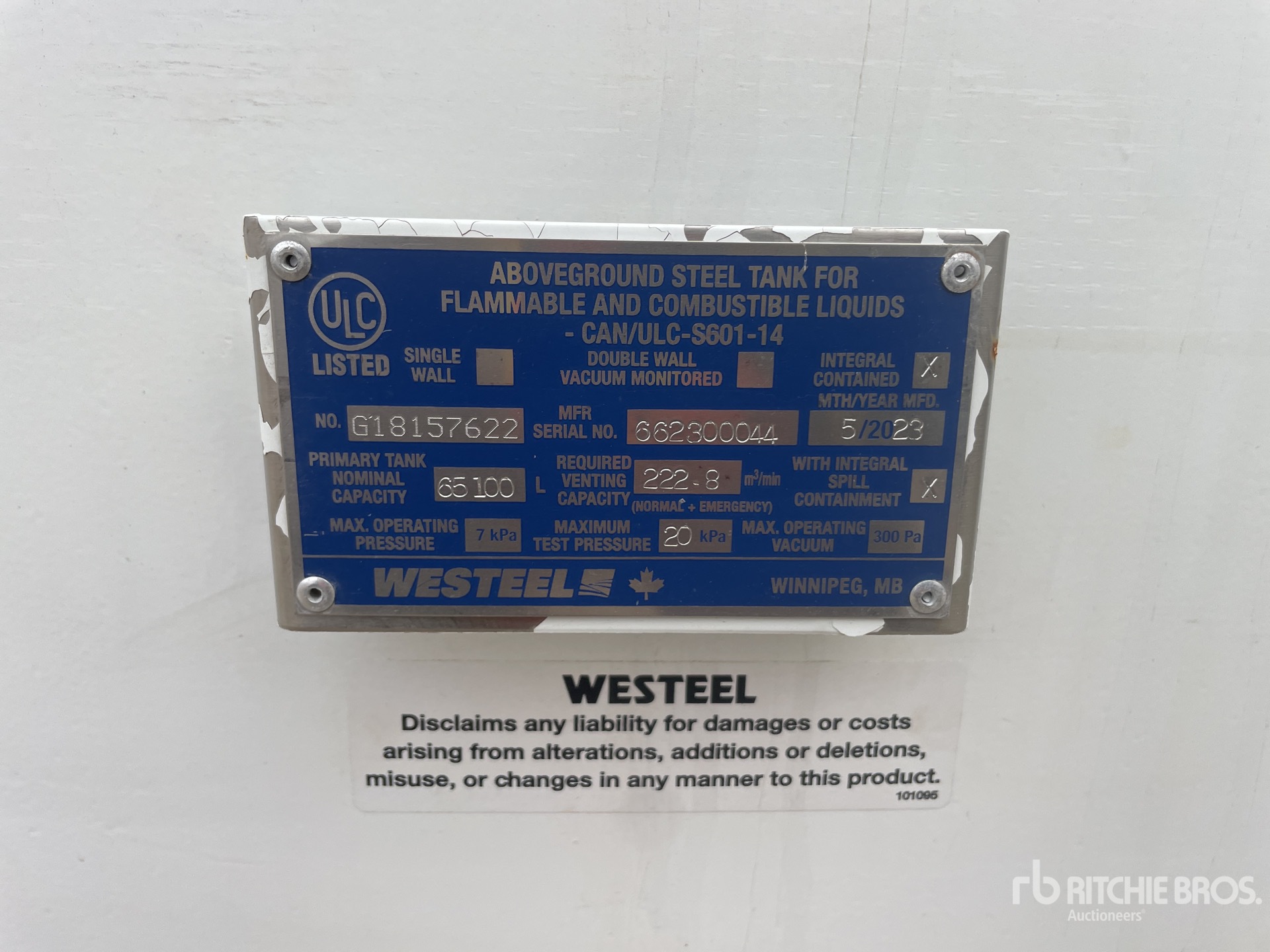 Westeel 65000 L Steel Fuel Tank (Unused) | Ritchie Bros. Auctioneers