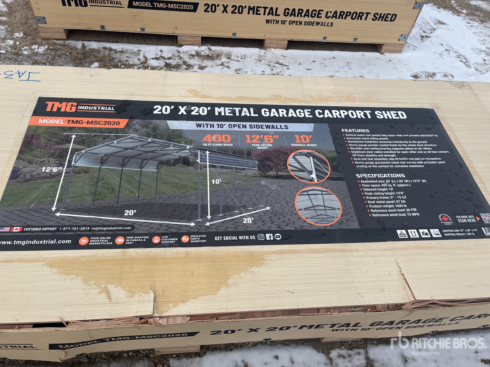 TMG MSC2020 20 ft x 20 ft Metal Carport Divers - Structure portative ...