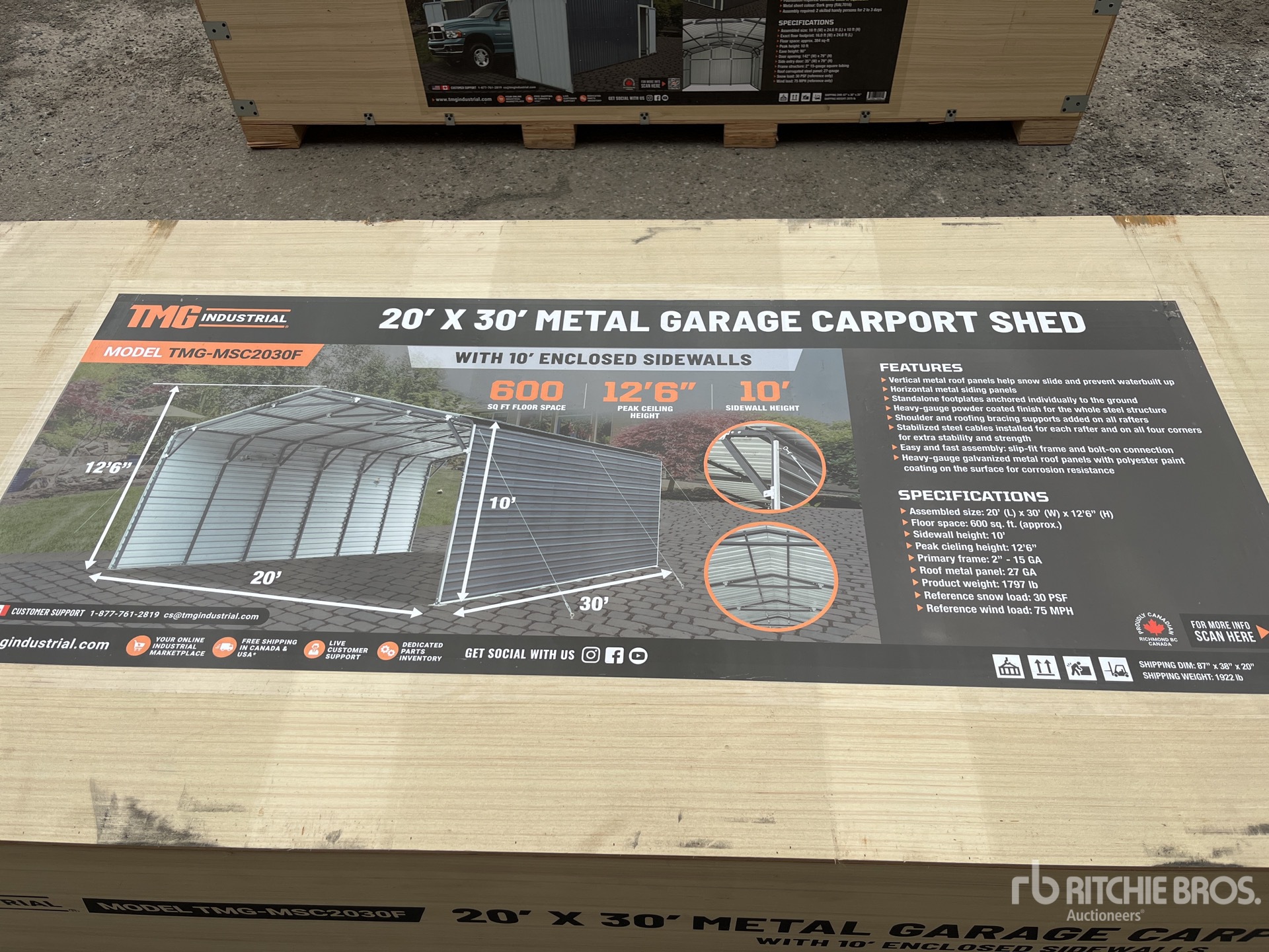 TMG MSC2030F 20 ft x 30 ft Metal Carport Shed (Unused) | Ritchie Bros ...