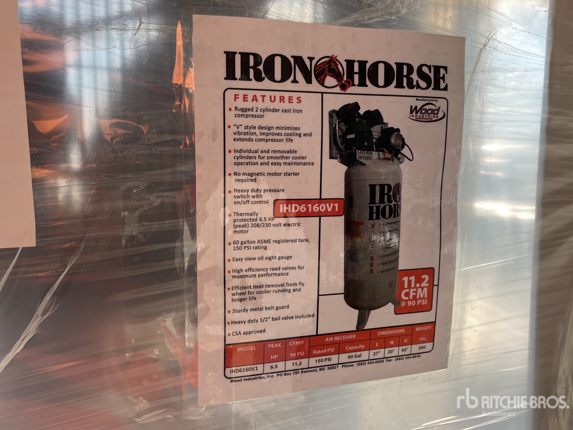 Iron Horse 11.2 cfm Skid-Mounted Electric Air Compressor | Ritchie Bros ...