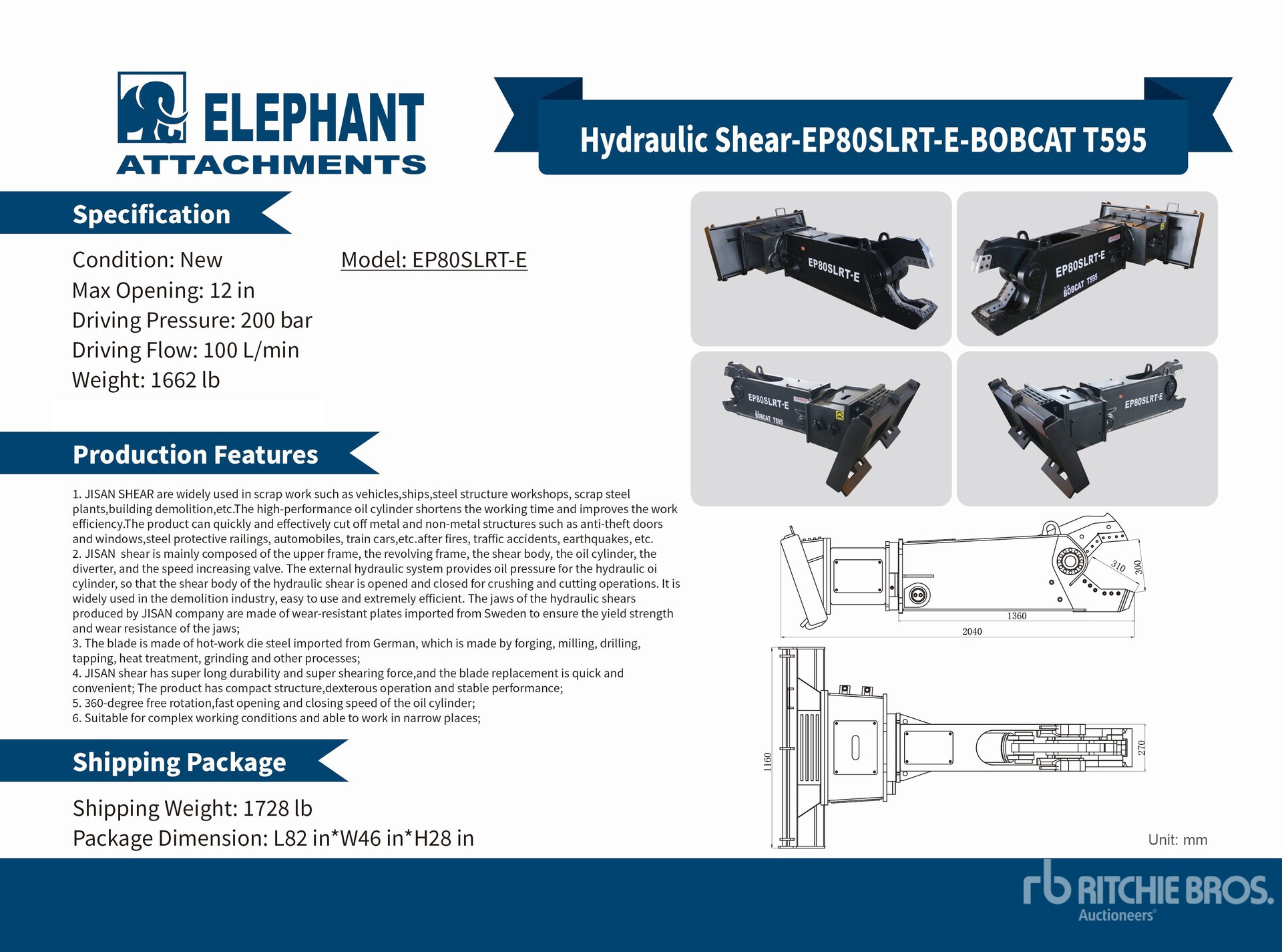 2024 Elephant EP80SLRT-E Skid Steer Rotating Demolition Shear (Unused ...
