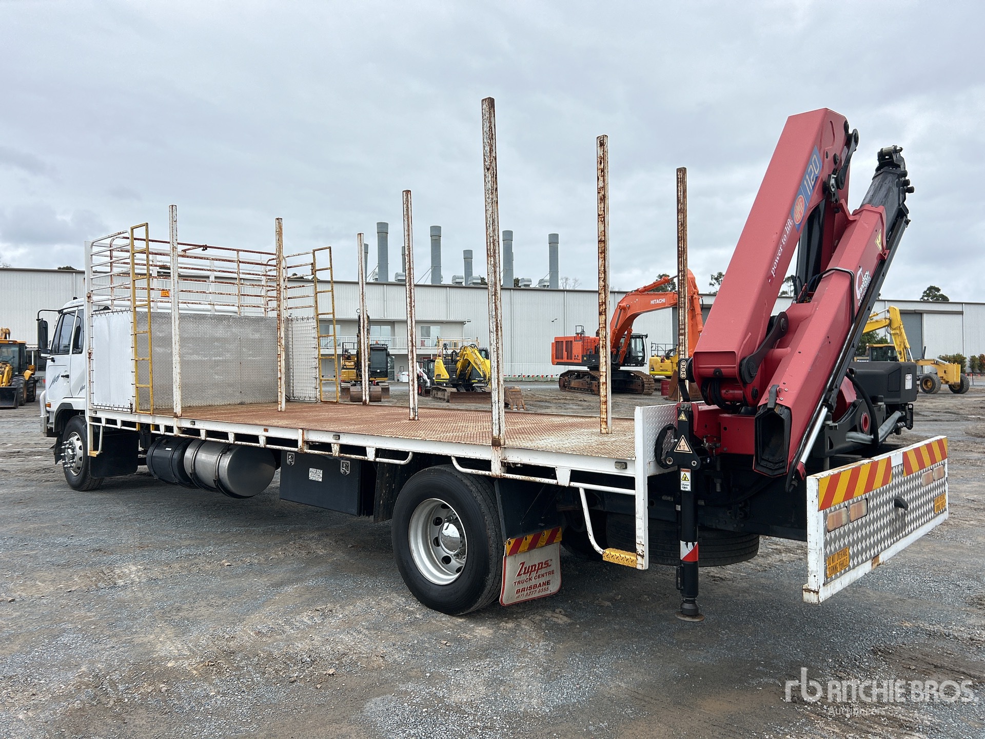 2006 Nissan UD PK245 4x2 w/ 2017 HMF 1120K-RC 2.4 ton Knuckle Boom Flatbed Truck with Crane ...