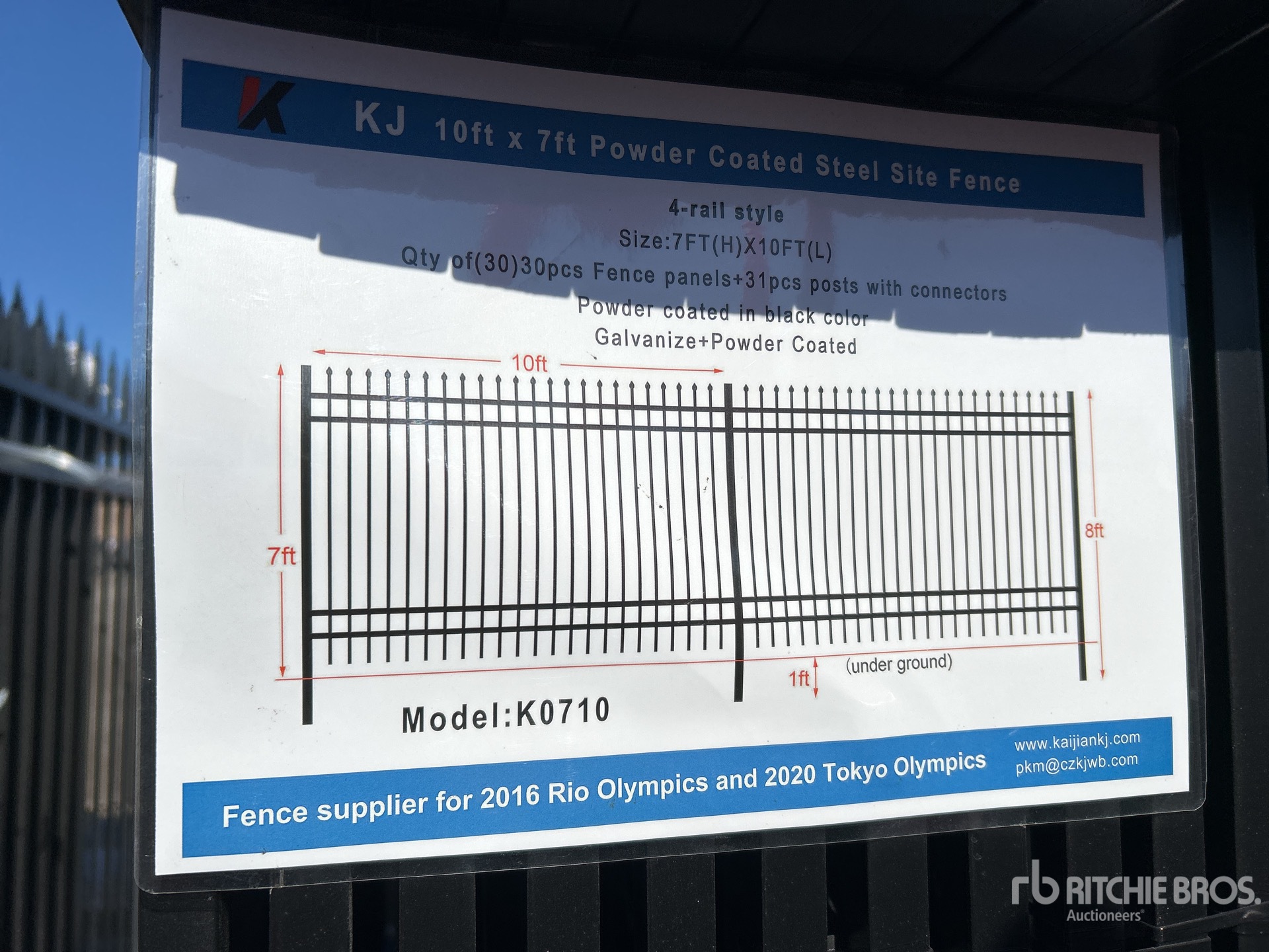 K&J K0710-30 10 ft x 7 ft Powder Coated Fencing (Unused) | Ritchie Bros. Auctioneers