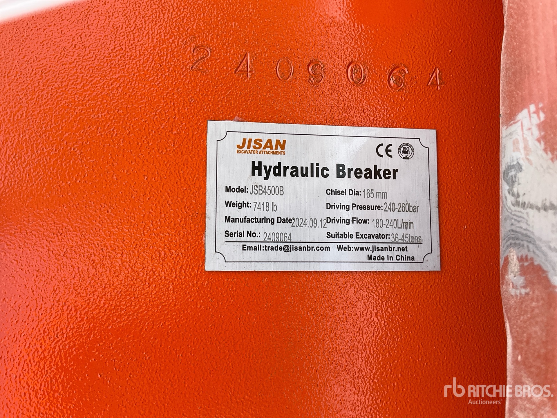 2024 Jisan JSB4500B Hydraulic Breaker - Fits Komatsu PC400 / 36 - 45 ton | Ritchie Bros. Auctioneers