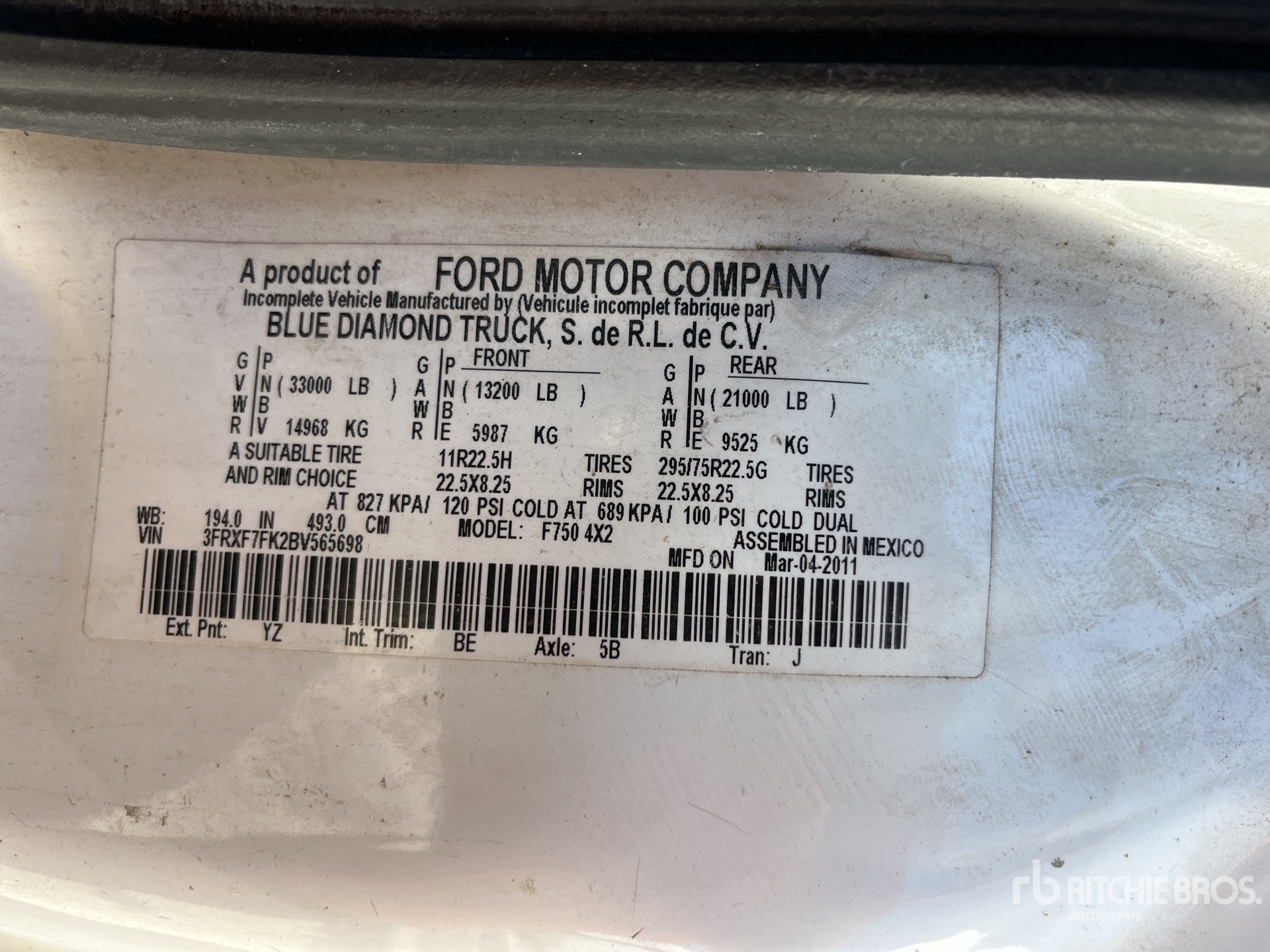 Terex Hi-Ranger HRX-55 55 ft on 2011 Ford F-750 XL 4x2 Bucket Truck (Inoperable) | Ritchie Bros ...