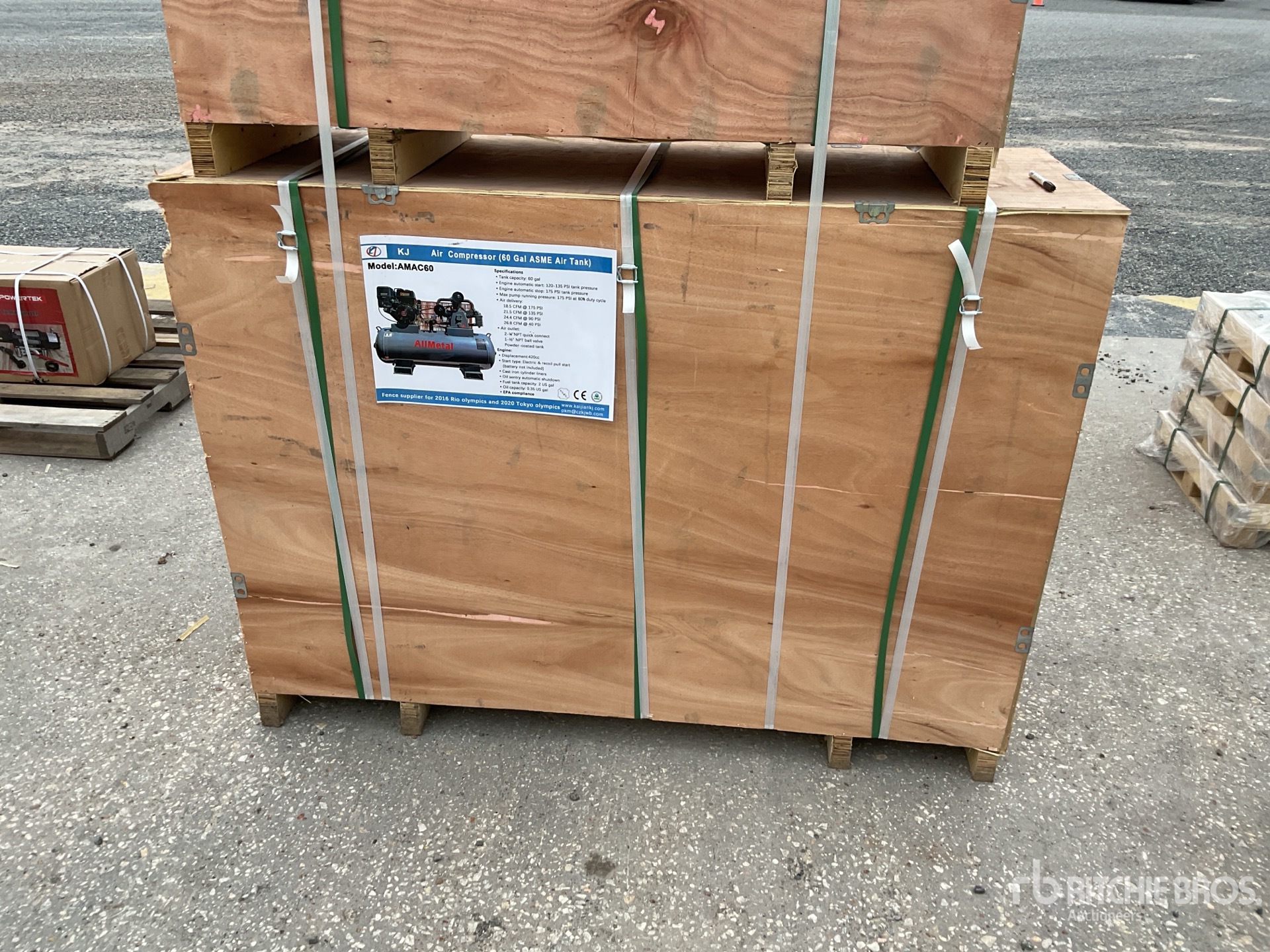 2025 KJ AMAC60 18.5 cfm Skid-Mounted 60 gal Air Compressor (Unused) | Ritchie Bros. Auctioneers