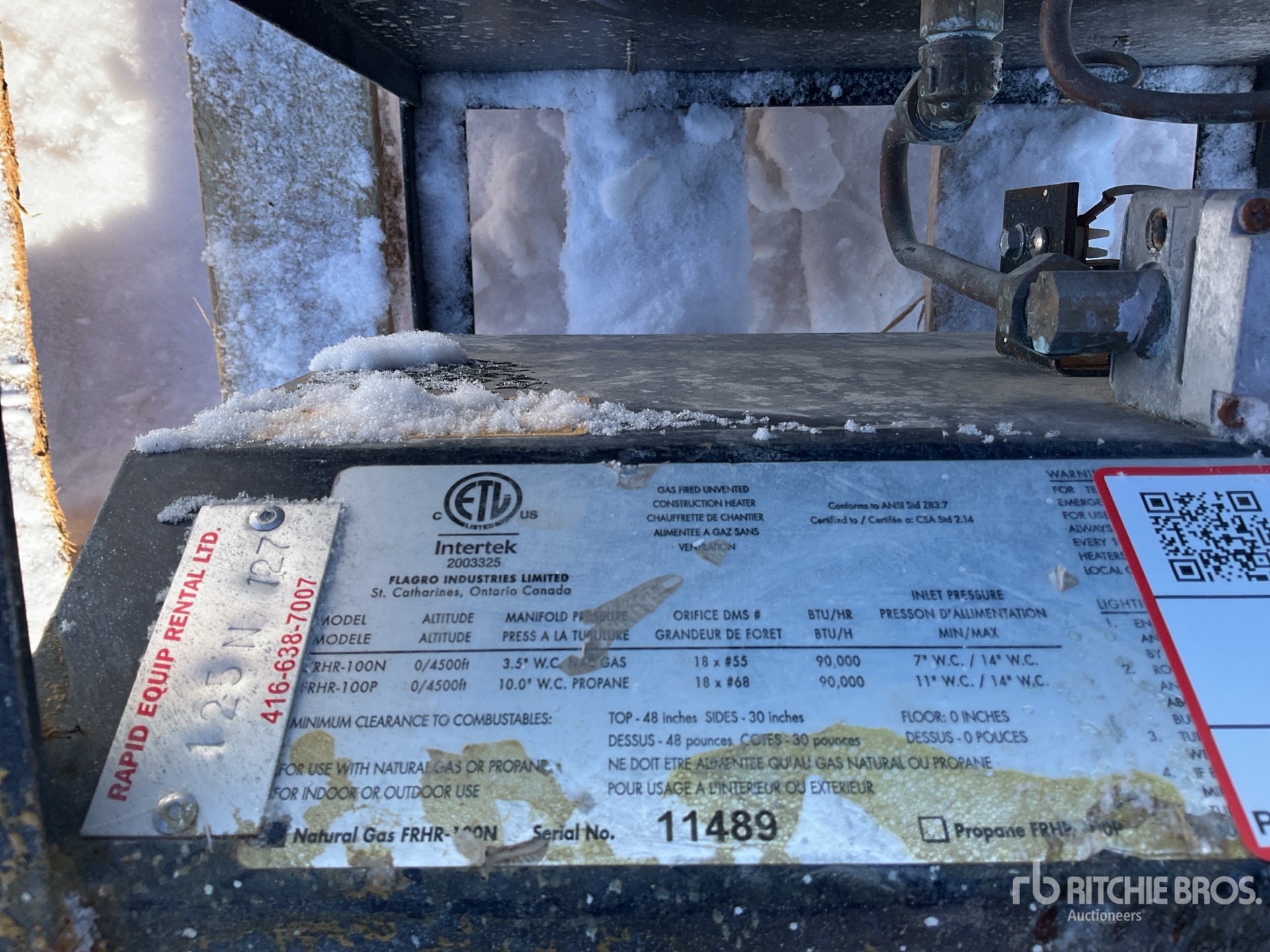 Flagro FRHR-100N 90000 BTU 715-0418: 100K BTU RADIANT LPG Space Heater ...