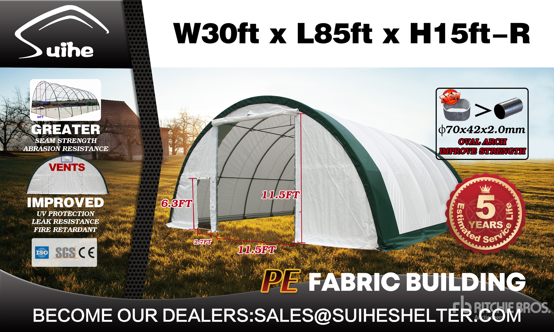 2025 Suihe S308515R-300gPE 30 ft x 85 ft x 15 ft Storage Building ...