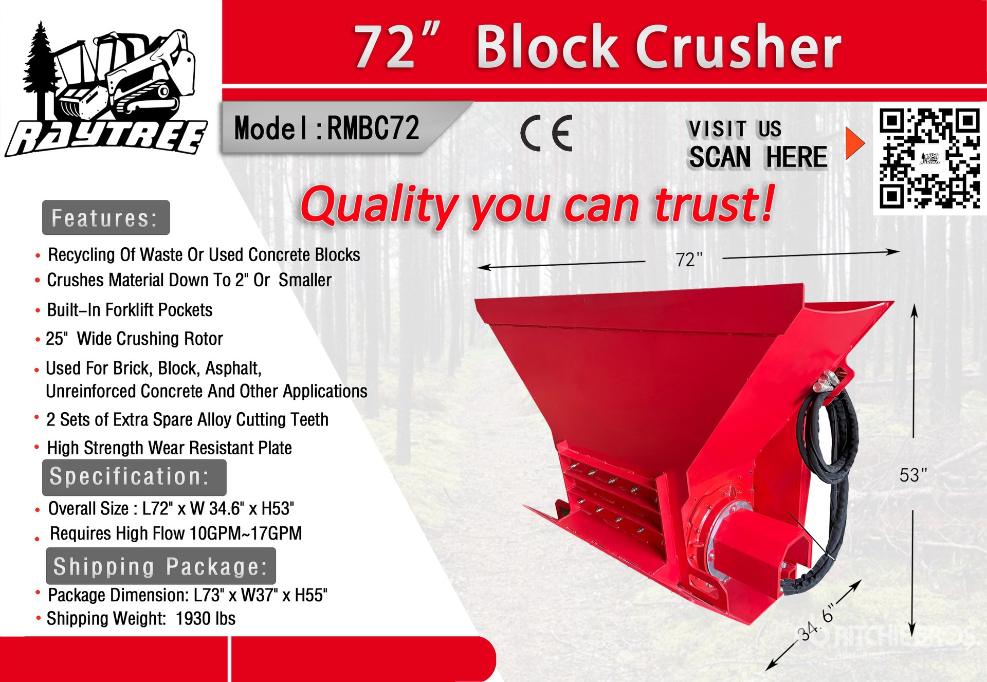 2024 Raytree RMBC72 72 in Skid Steer Block Crusher (Unused) | Ritchie ...
