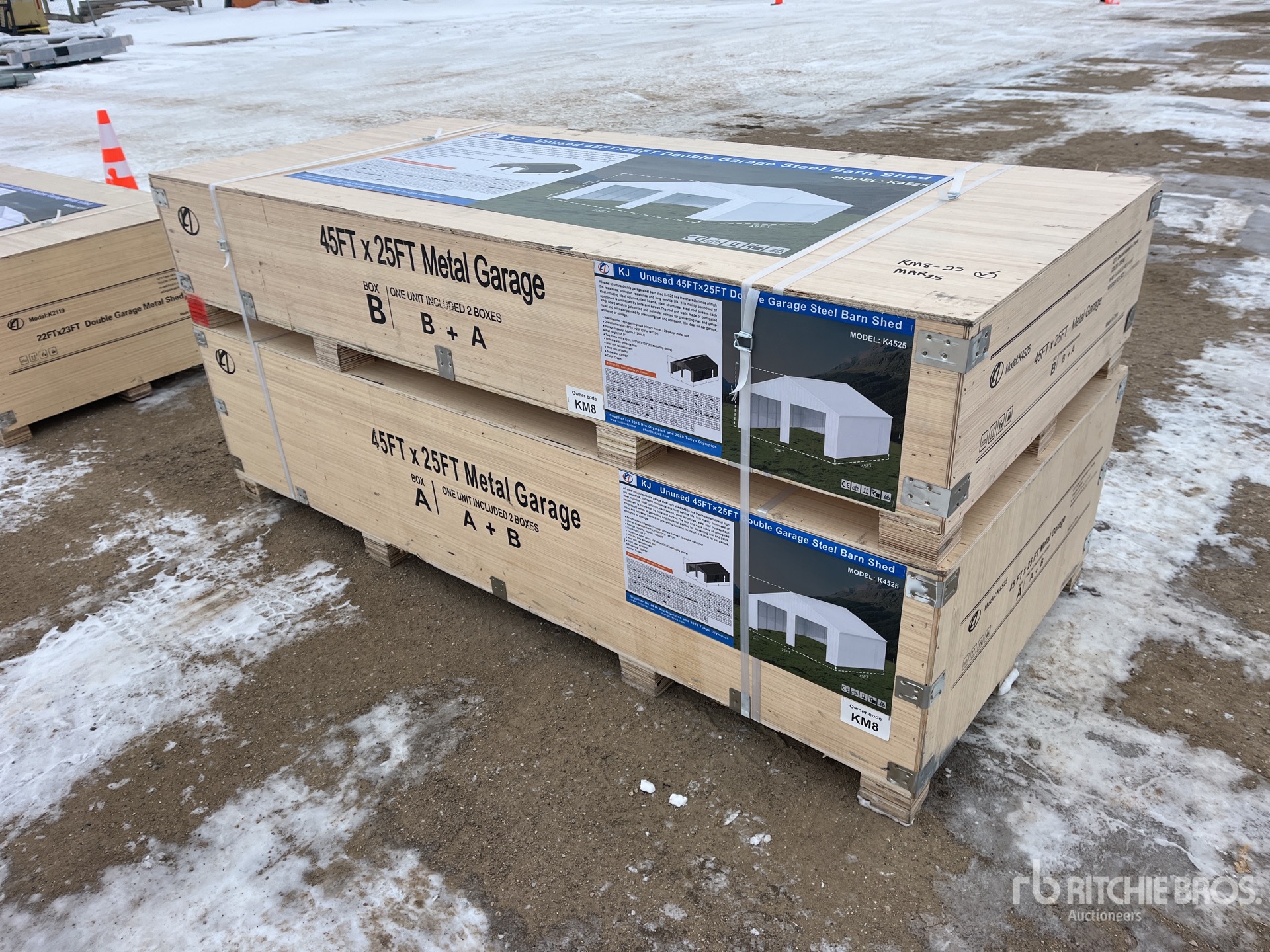 2025 KJ K4525 45 ft x 25 ft Metal Garage Storage Building (Unused ...