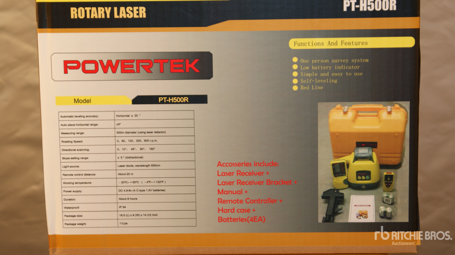 2024 Powertek PT-H500R Rotary Red Line Niveau laser (Unused) | Ritchie Bros. Auctioneers
