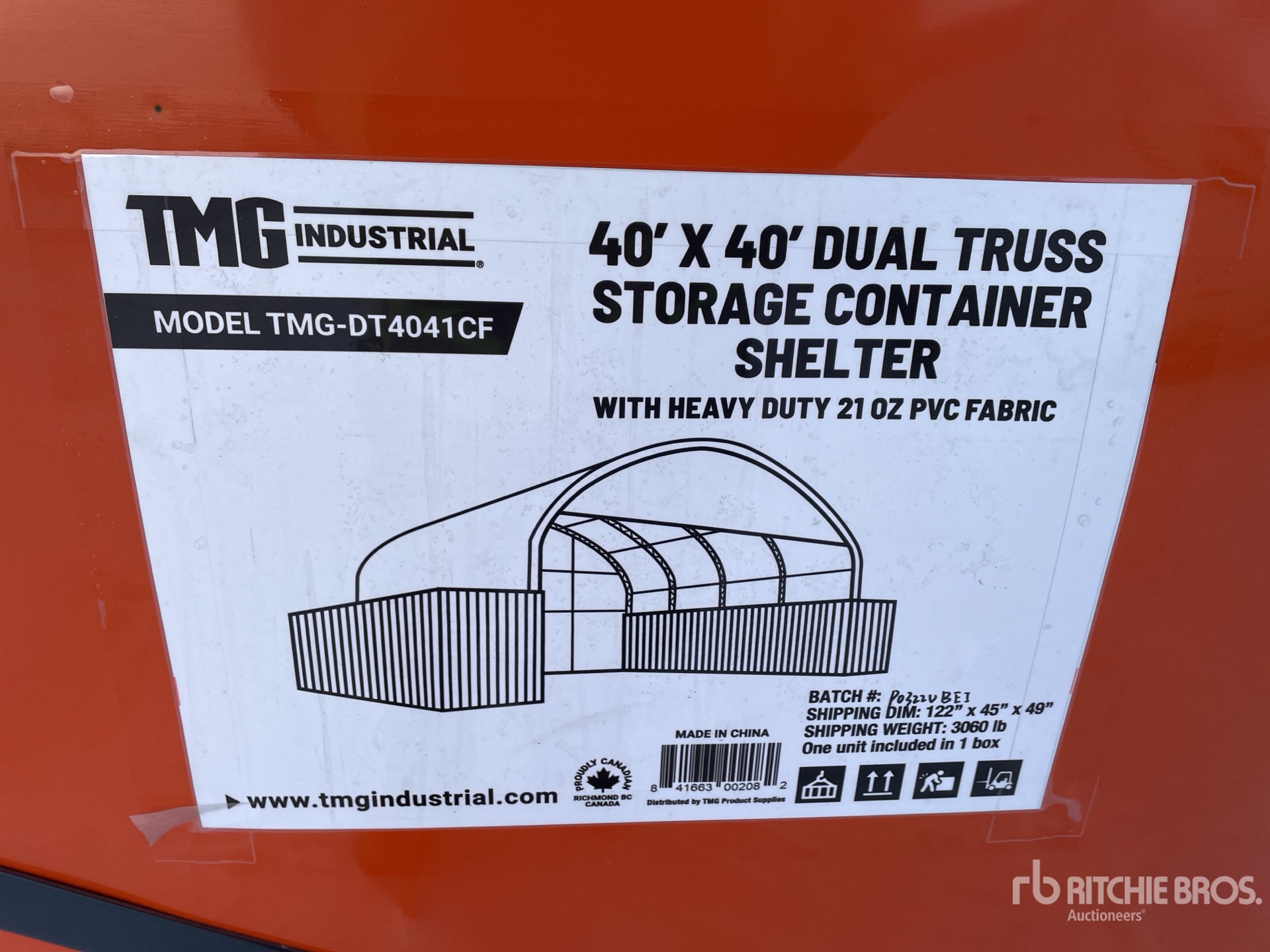 TMG DT4041CF 40 ft x 40 ft Dual Truss Container Shelter Struttura ...