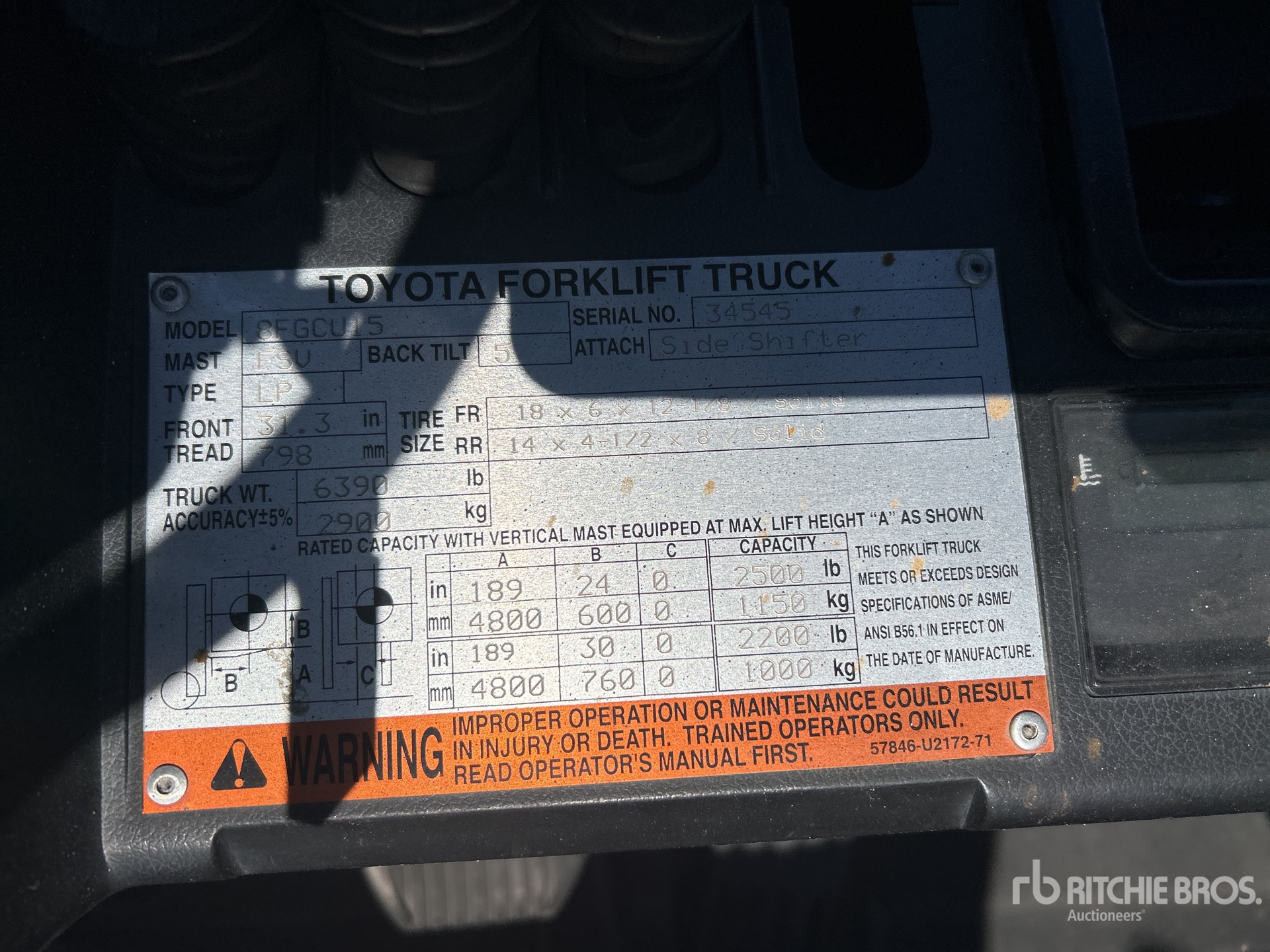 2016 Toyota 8FGCU15 2500 lb Cushion Tire Chariot Élévateur | Ritchie ...