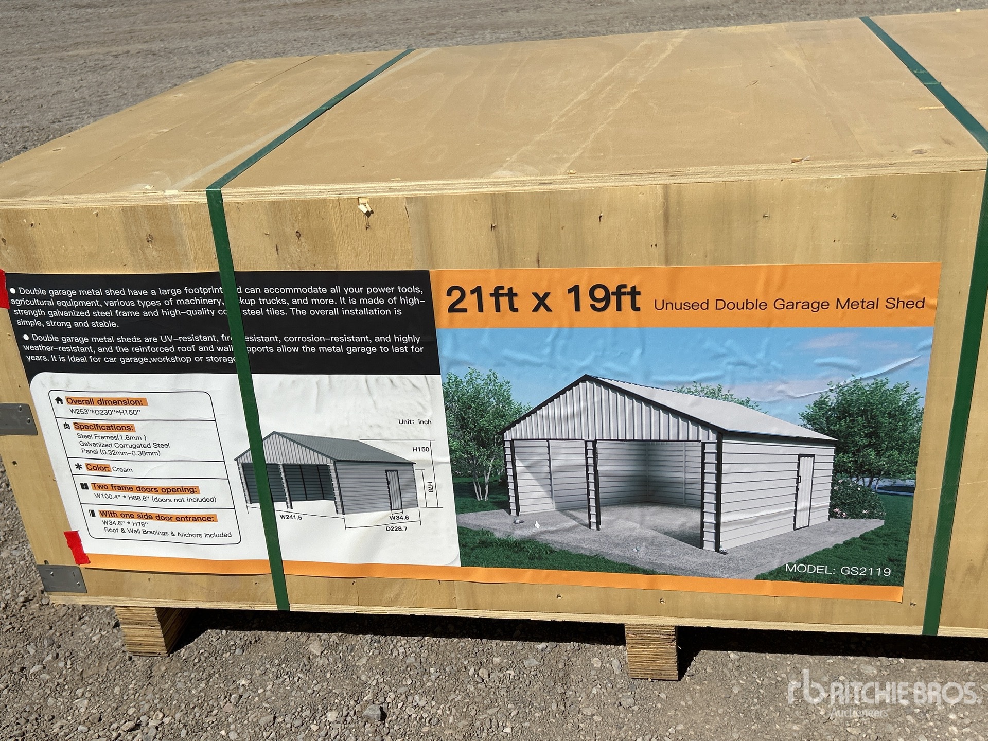 2025 Suihe GS2119 21 ft x 19 ft Double Garage Metal Shed Divers ...