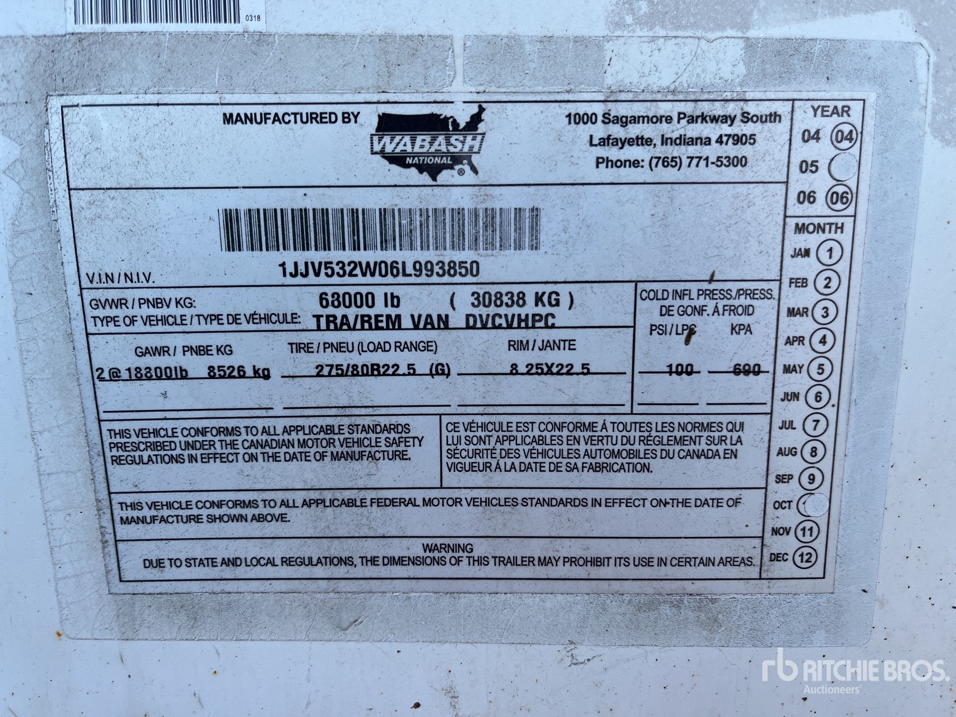 2006 Wabash 53 ft x 102 in T/A Van Trailer | Ritchie Bros. Auctioneers