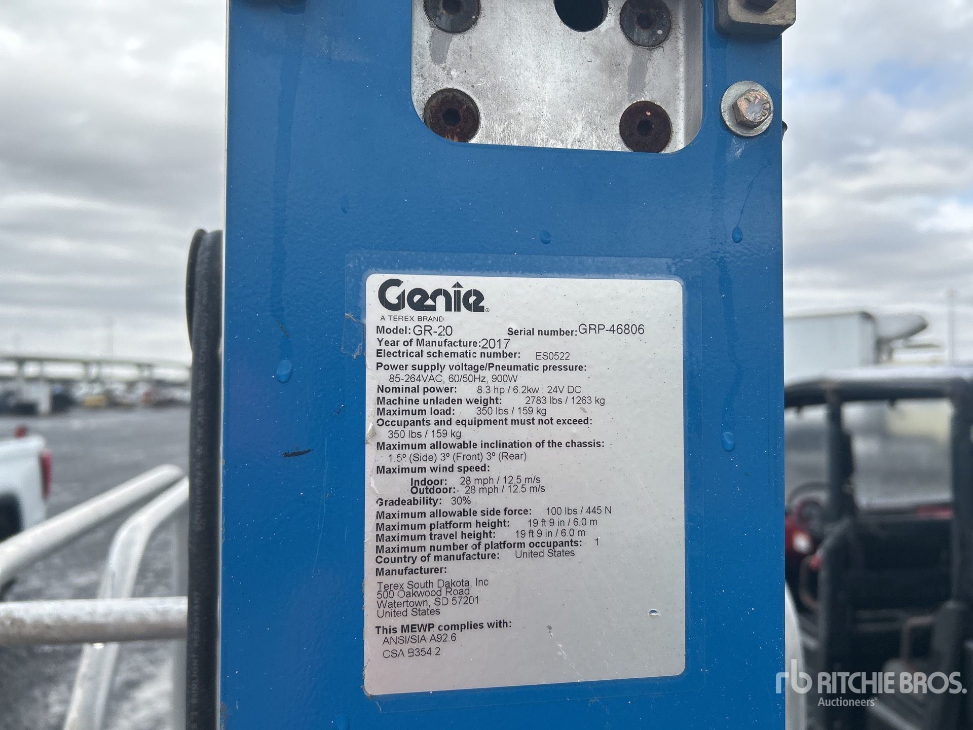 2017 Genie GR20 Vertical Mast Lift (Inoperable) | Ritchie Bros. Auctioneers