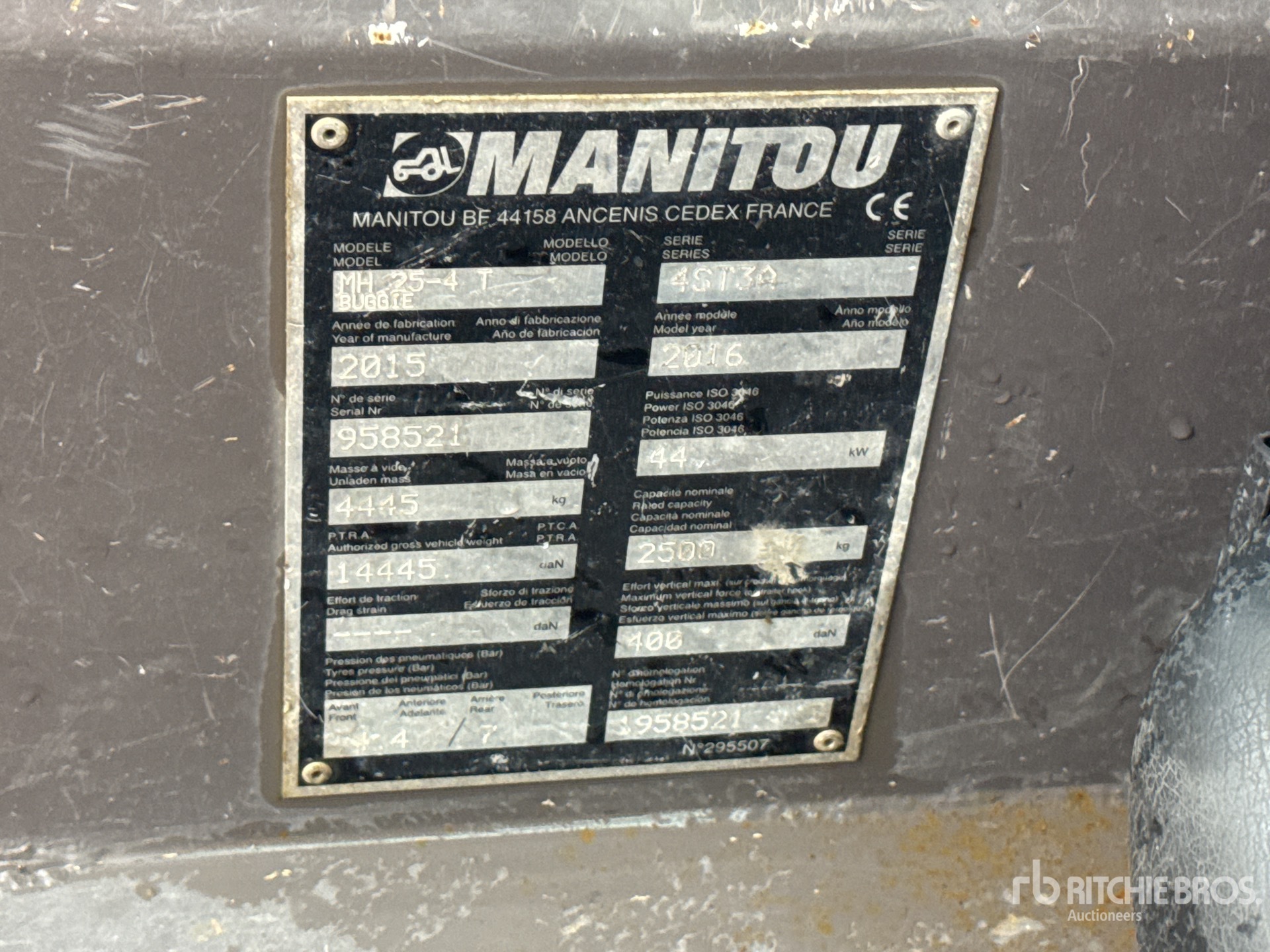 2016 Manitou MH-25-4T 2500 kg Chariot Elevateur Forklift | Ritchie Bros ...