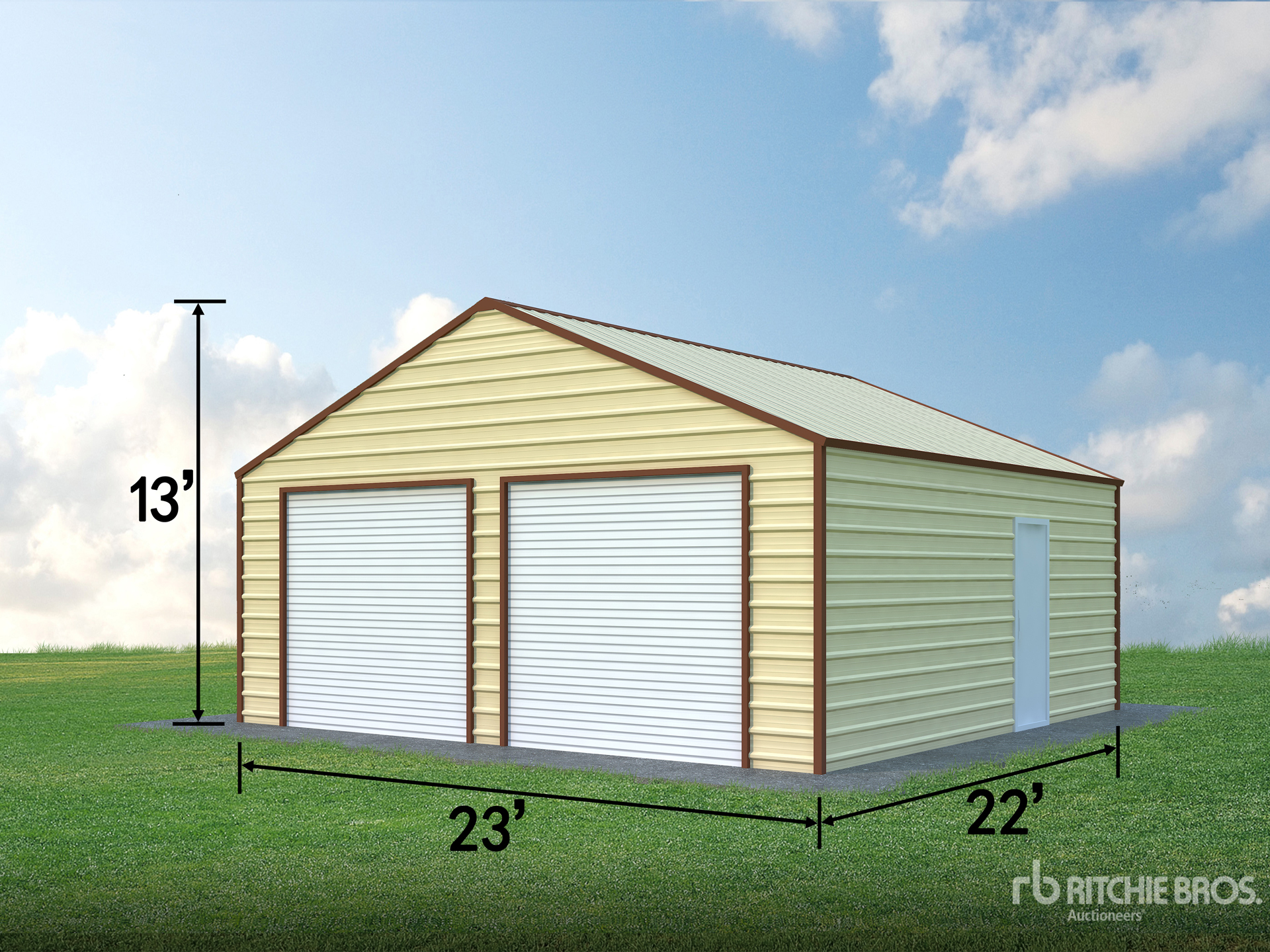 2025 AGR-MS2322 23 ft x 22 ft Double Garage Metal Storage Building ...